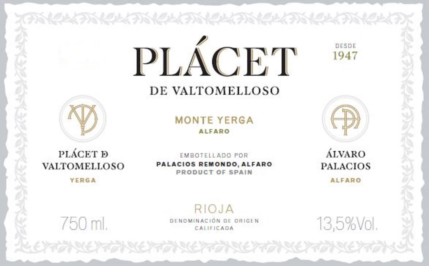 Palacios Remondo - Placet 2017 | Monsieur Touton Selection
